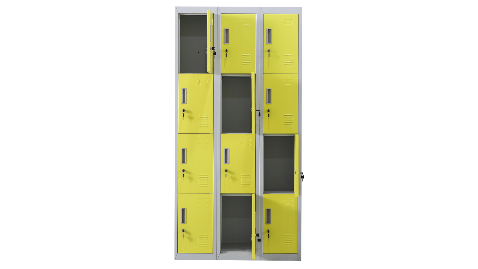 Serrano 12-Door Standard Locker with Key - Grey/Yellow | Harvey Norman
