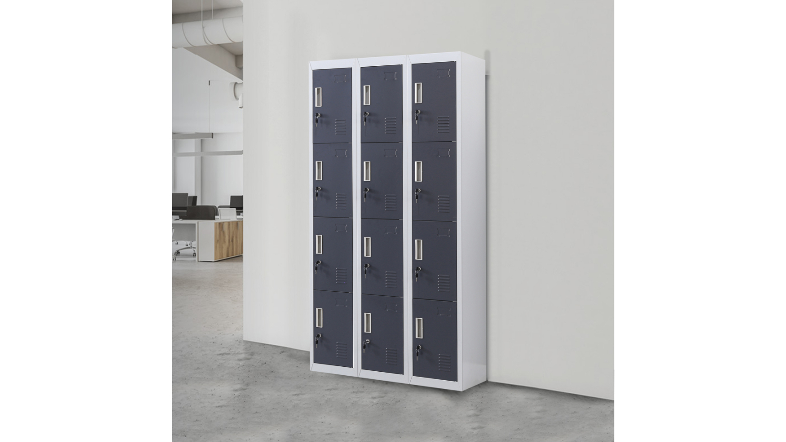 Serrano 12-Door Standard Locker with Key - Grey/Charcoal | Harvey Norman
