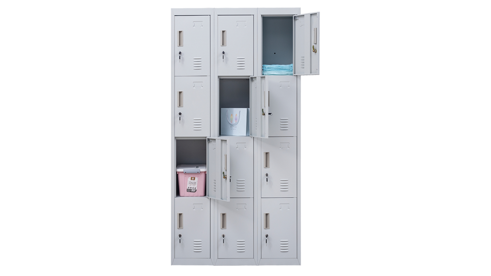 Serrano 12-Door Standard Locker with Key - Grey | Harvey Norman