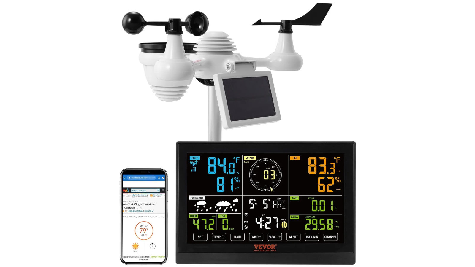 YS 7-in-1 Wi-Fi Weather Station with 7.5 -inch Color Display | Harvey ...