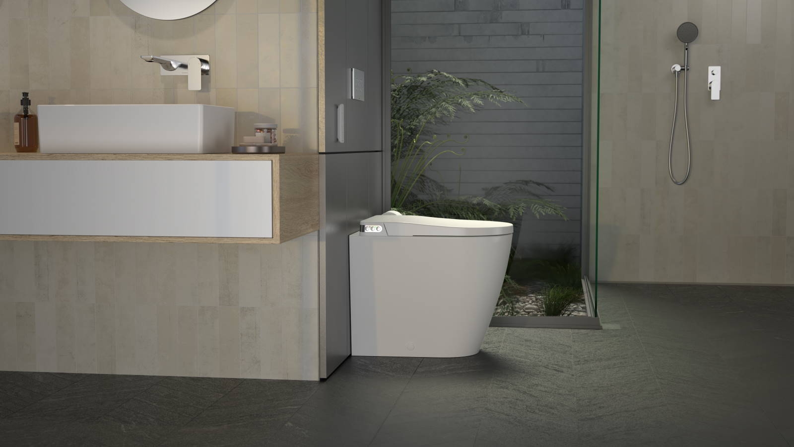 Caroma Urbane II Cleanflush Invisi Wall-Faced Intelligent Toilet Suite ...