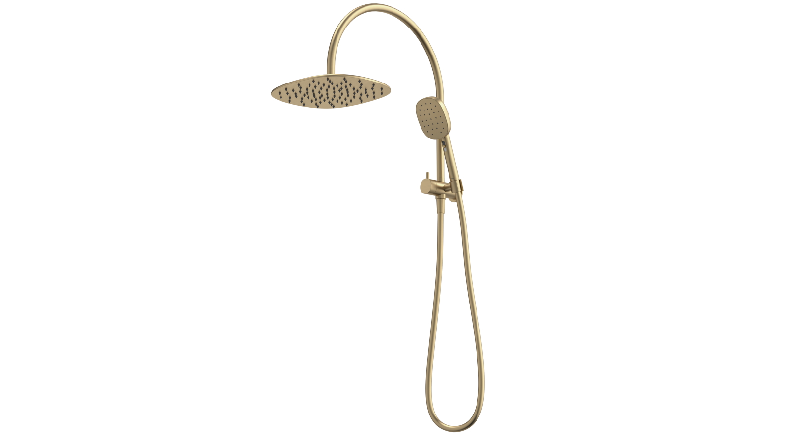 Caroma Contura II Compact Twin Shower - Brushed Brass | Harvey Norman