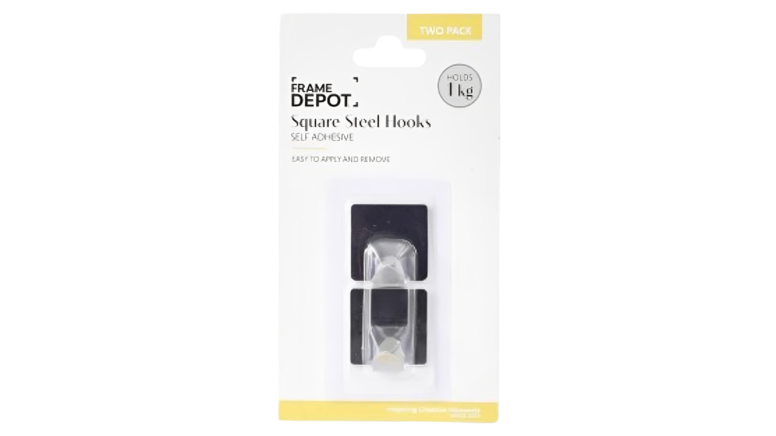 Frame Depot Pack of 2 Self Adhesive Square Steel Hook | Harvey Norman