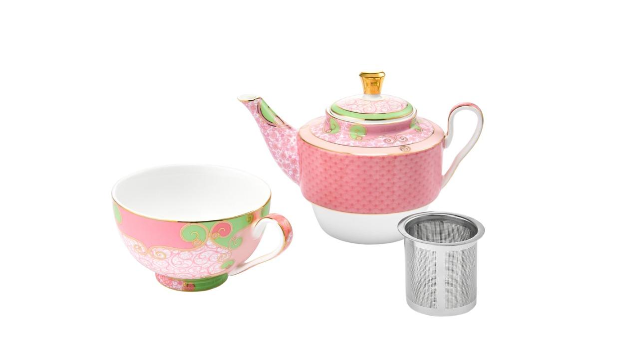 Maxwell and Williams 380ml Wicked Pink/Green Tea-for-One with Infuser ...