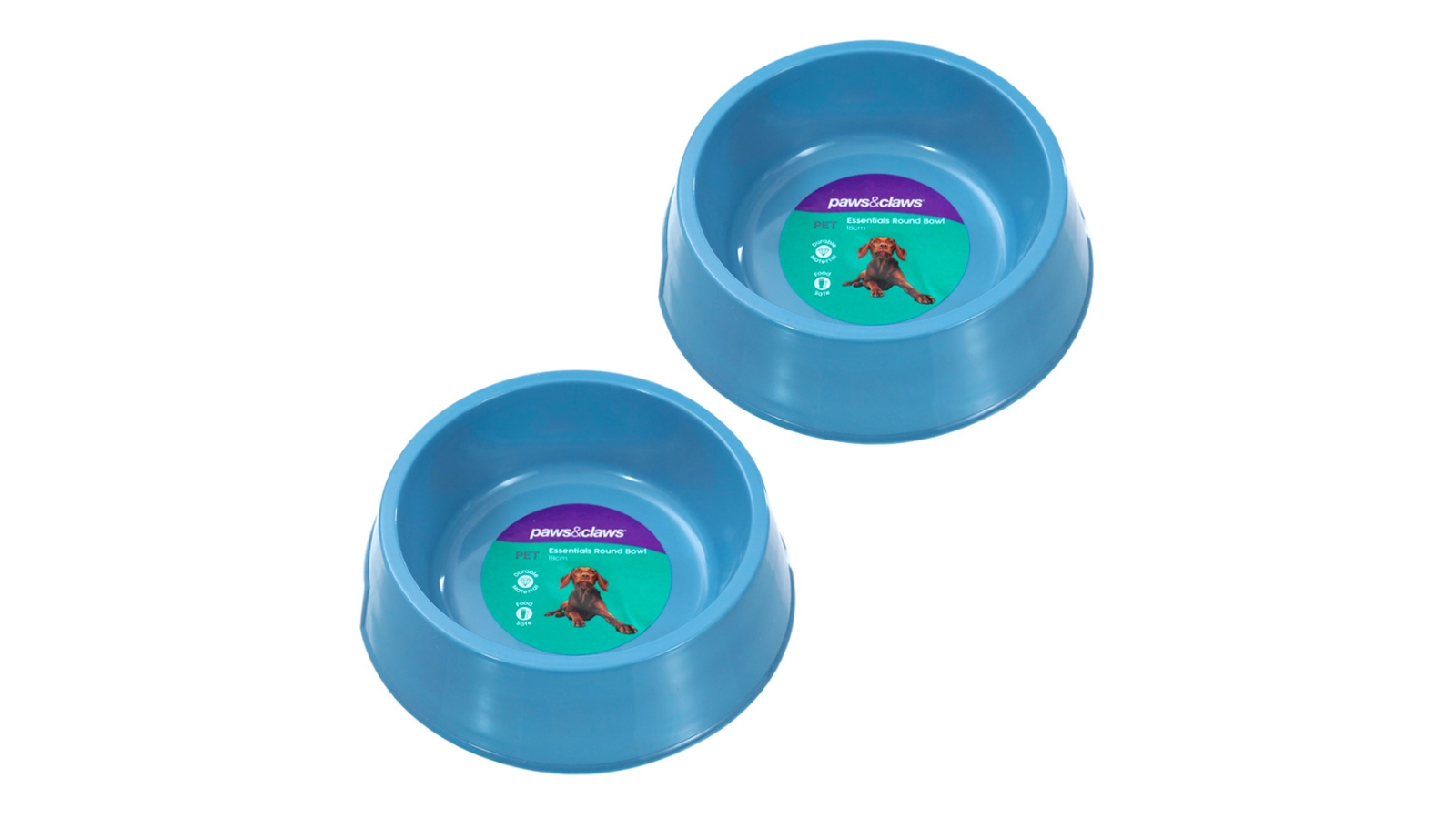 Paws and Claws Assorted Round Pet Bowl - Pack of 2 | Harvey Norman