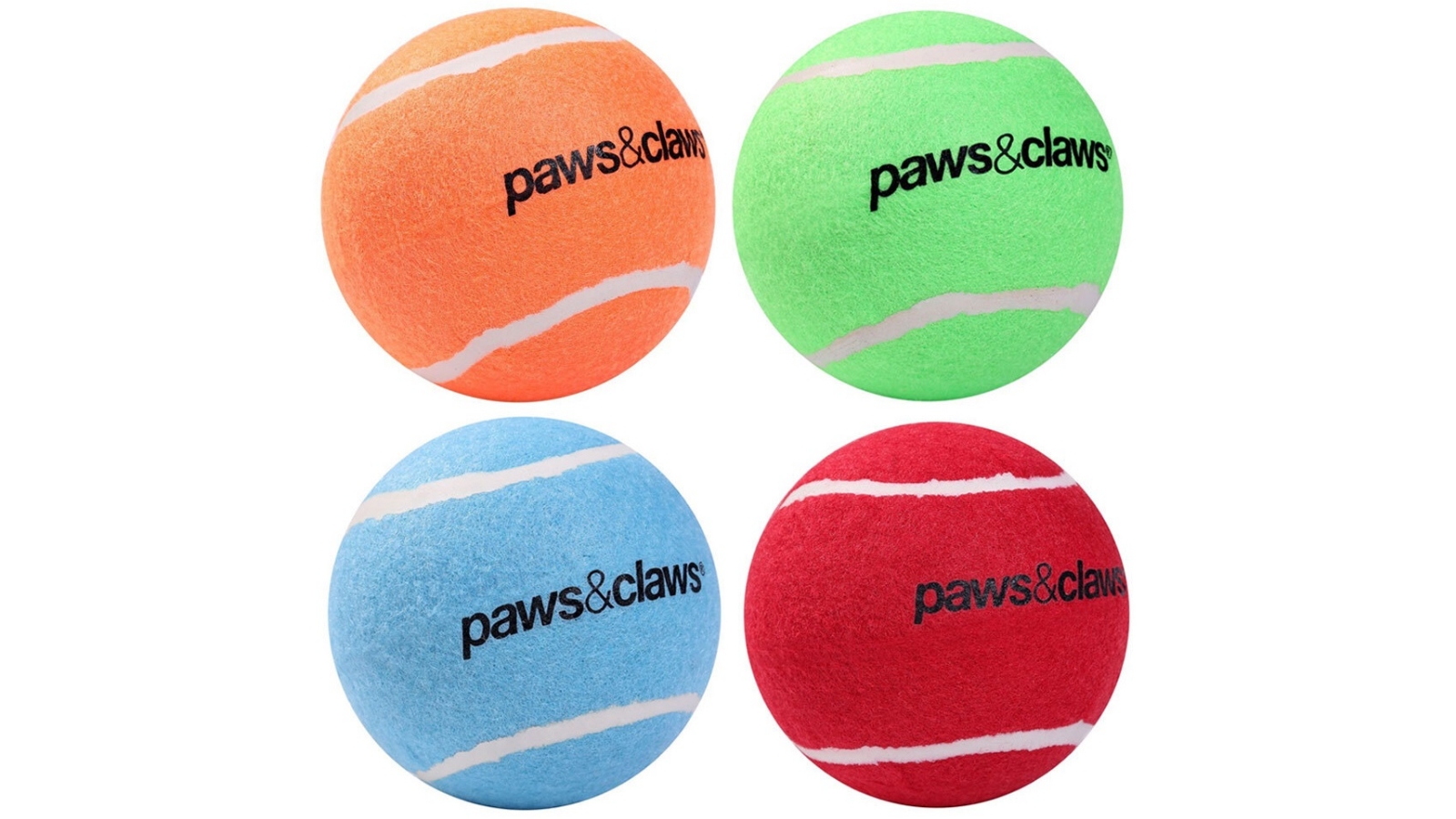 Paws and Claws Assorted Jumbo Tennis Ball - Pack of 4 | Harvey Norman