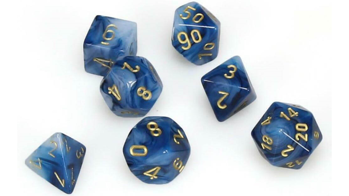 D7 Phantom Polyhedral 7-Die Set Dice - Teal/Gold | Harvey Norman