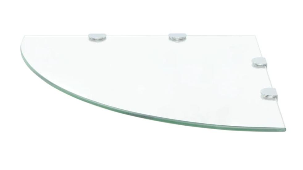 vidaXL Clear Glass 45 x 45cm Corner Shelf with Chrome Supports | Harvey ...