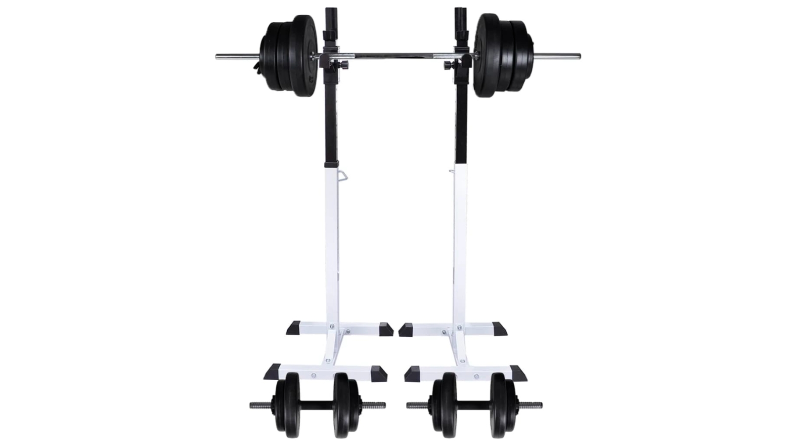 vidaXL Barbell Squat Rack with Barbell and Dumbbell Set - 60.5kg ...
