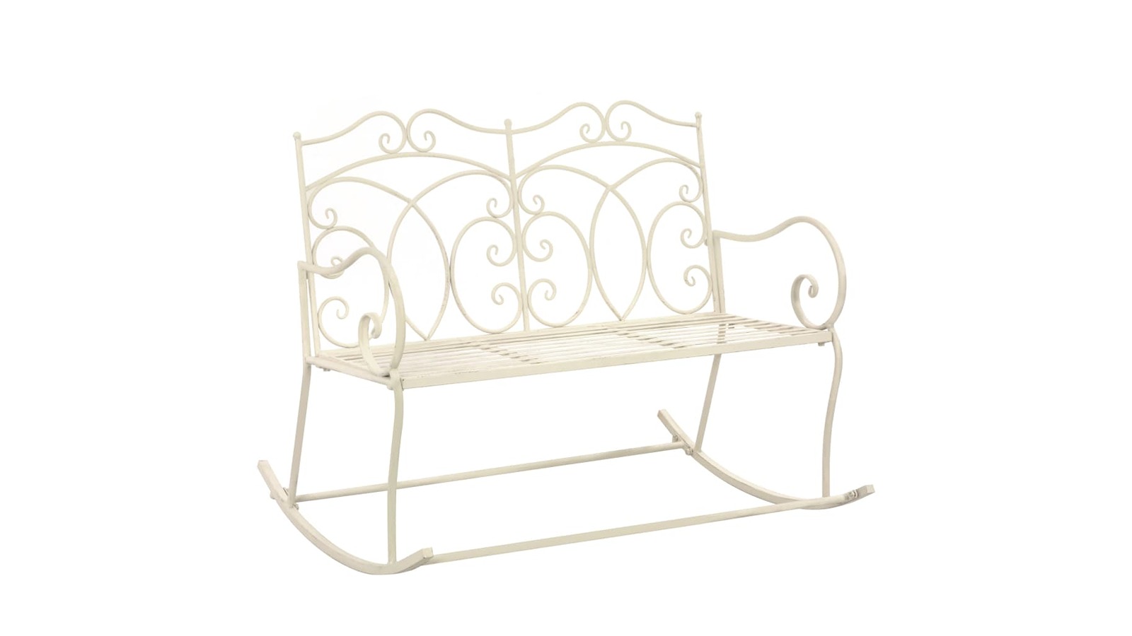 vidaXL Antique White Iron 104cm Garden Bench | Harvey Norman