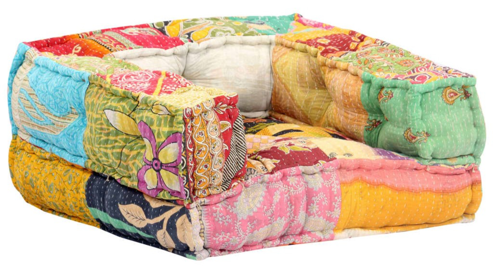 vidaXL Fabric Modular Pouffe Patchwork | Harvey Norman
