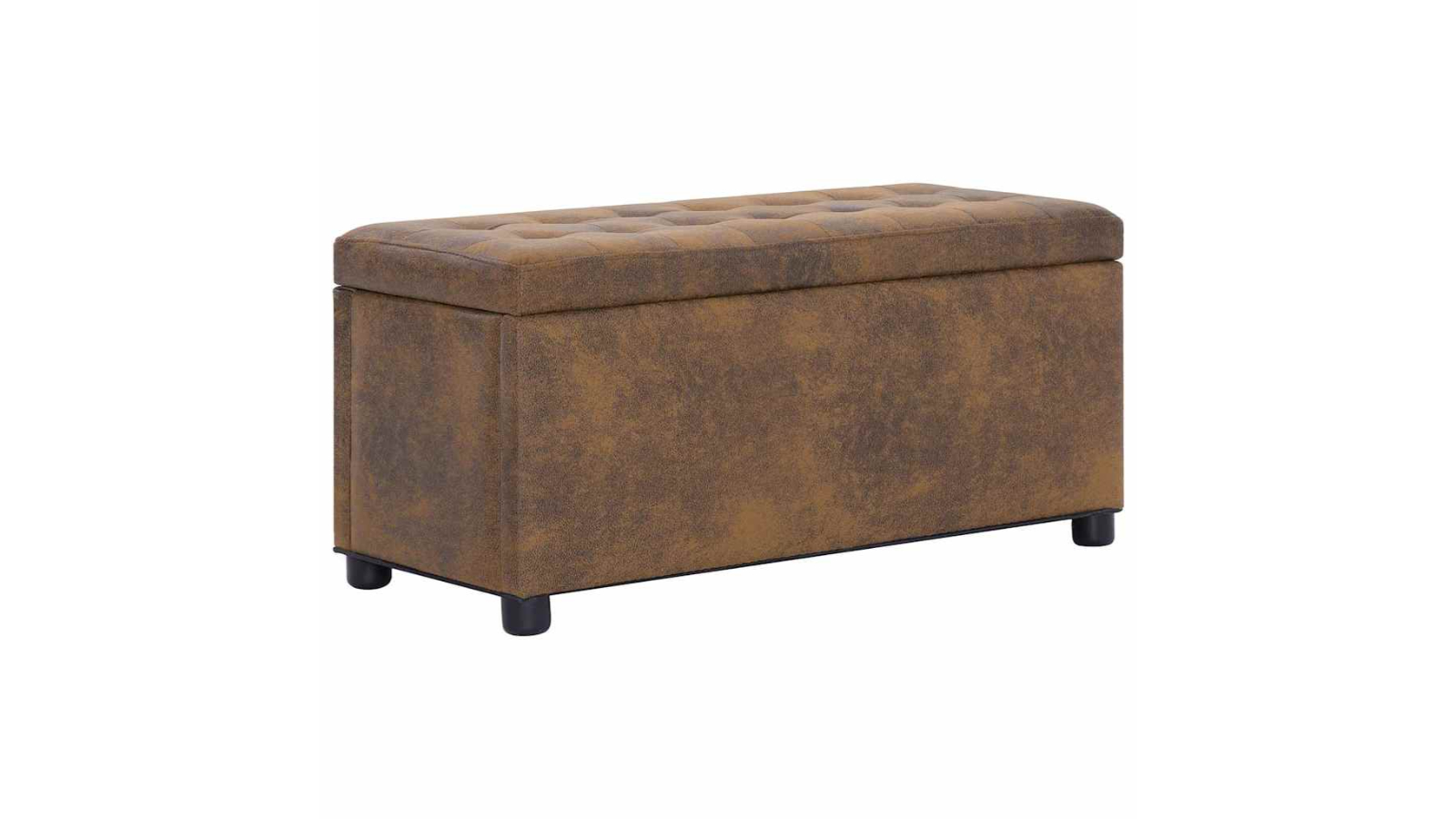 vidaXL Brown Faux Suede Leather 87.5cm Storage Ottoman | Harvey Norman