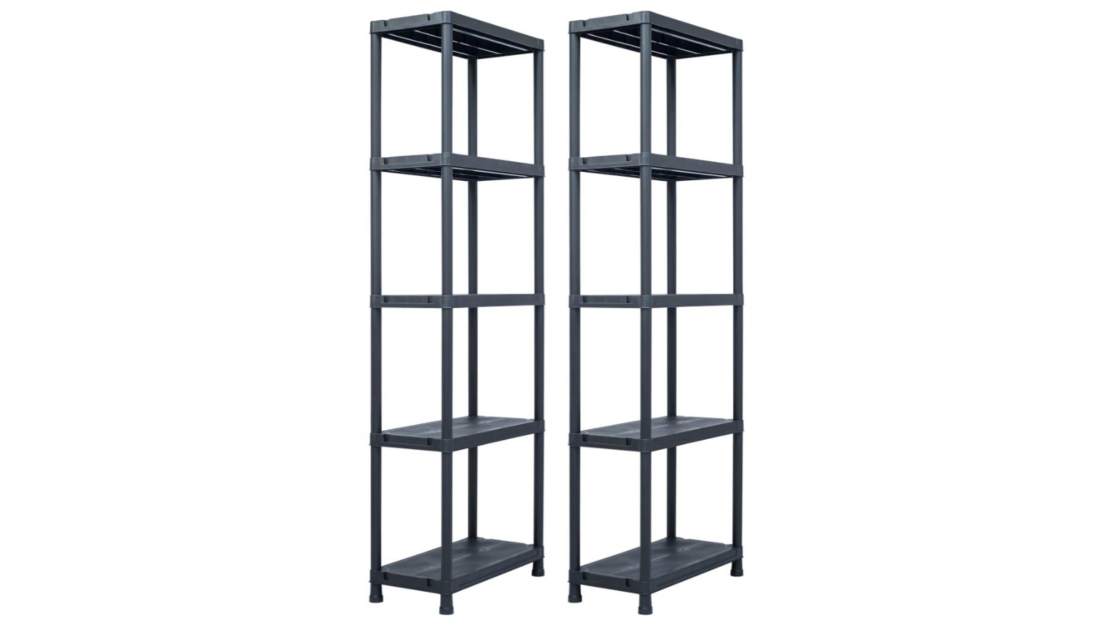 vidaXL 2 Piece Black Plastic Storage Shelf Racks - 60 x 30 x 180cm ...