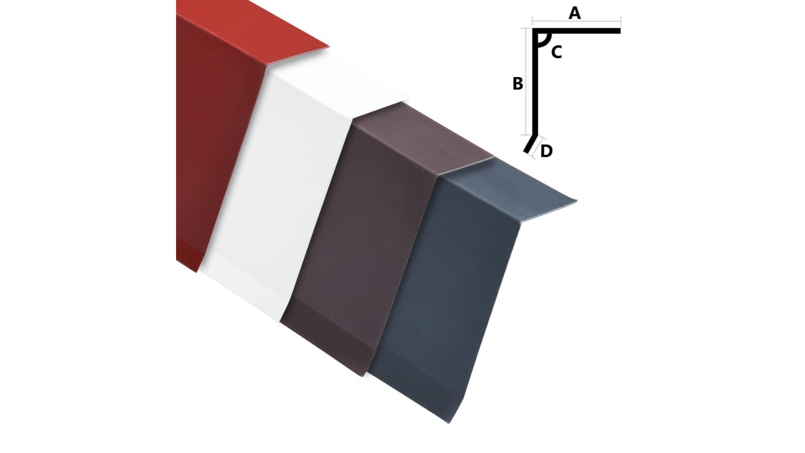 vidaXL 5 Piece 170cm Aluminium Anthracite L-shape Roof Edge Plates - 25 ...