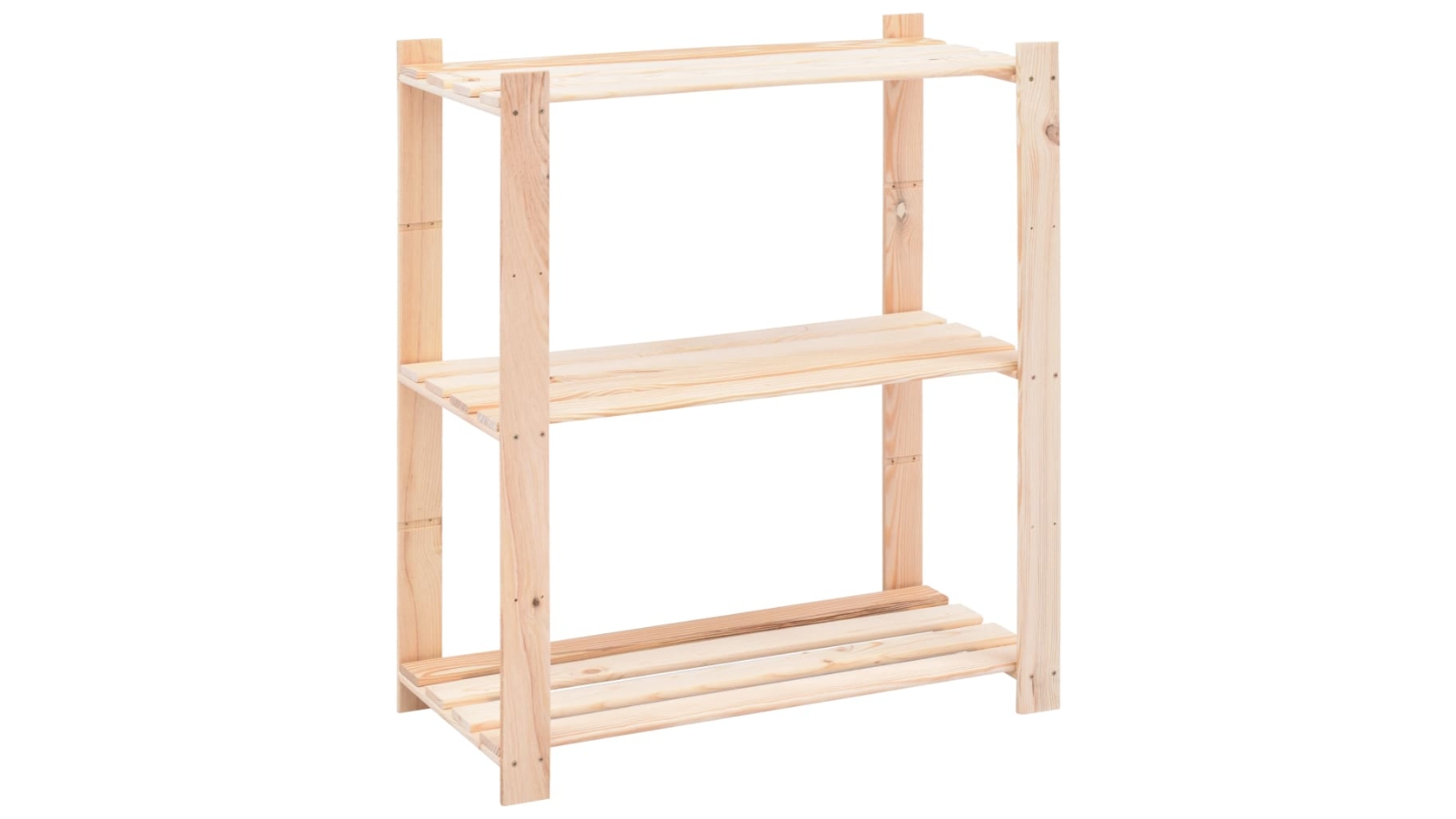 vidaXL 3-Tier Storage Rack Solid Wood Pine 150kg - Medium | Harvey Norman