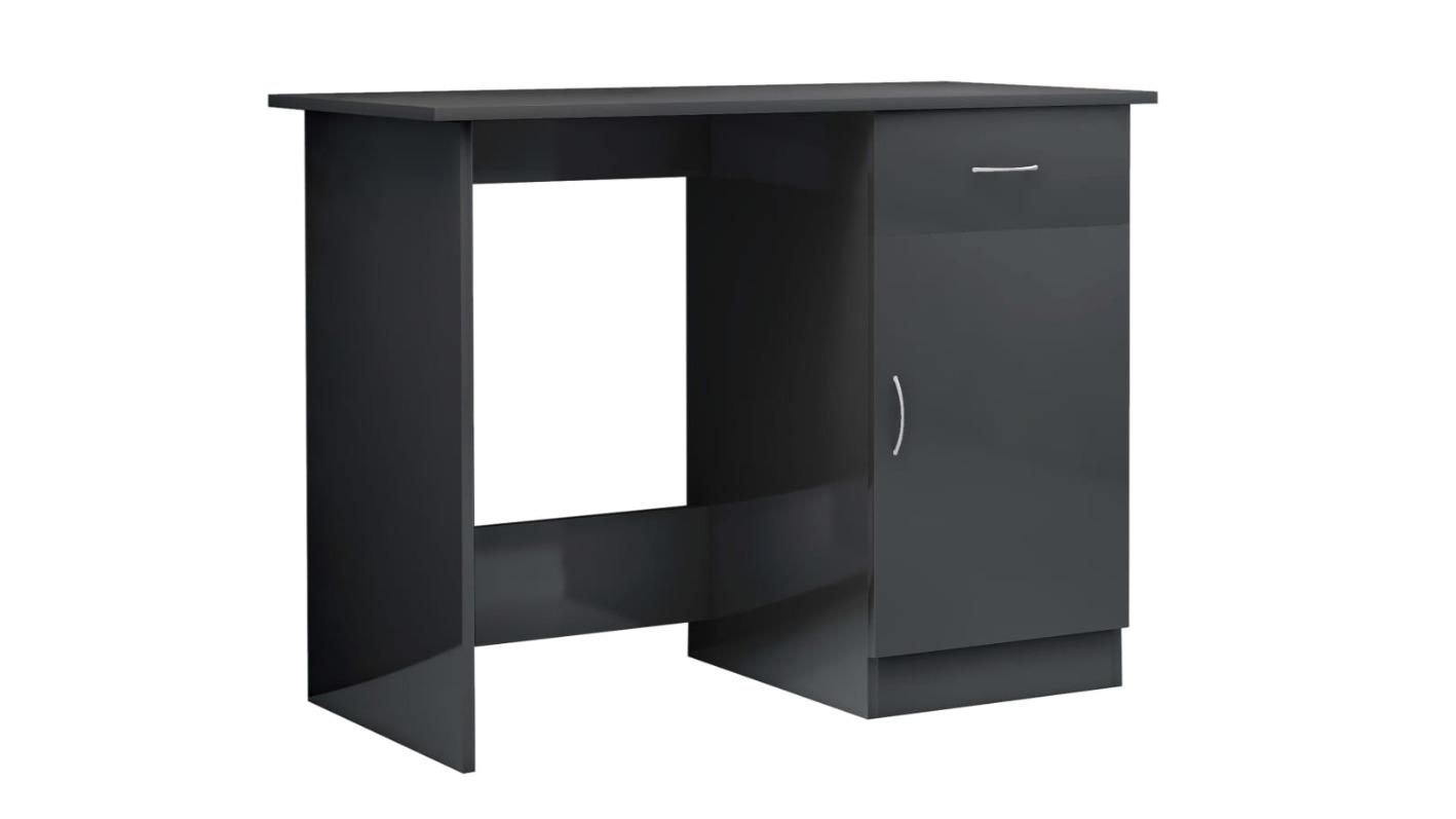 vidaXL Engineered Wood High Gloss Grey 100 x 50 x 76cm Desk | Harvey Norman