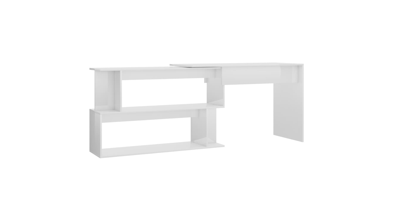 vidaXL High Gloss White Engineered Wood 200 x 50 x 76cm Corner Desk ...