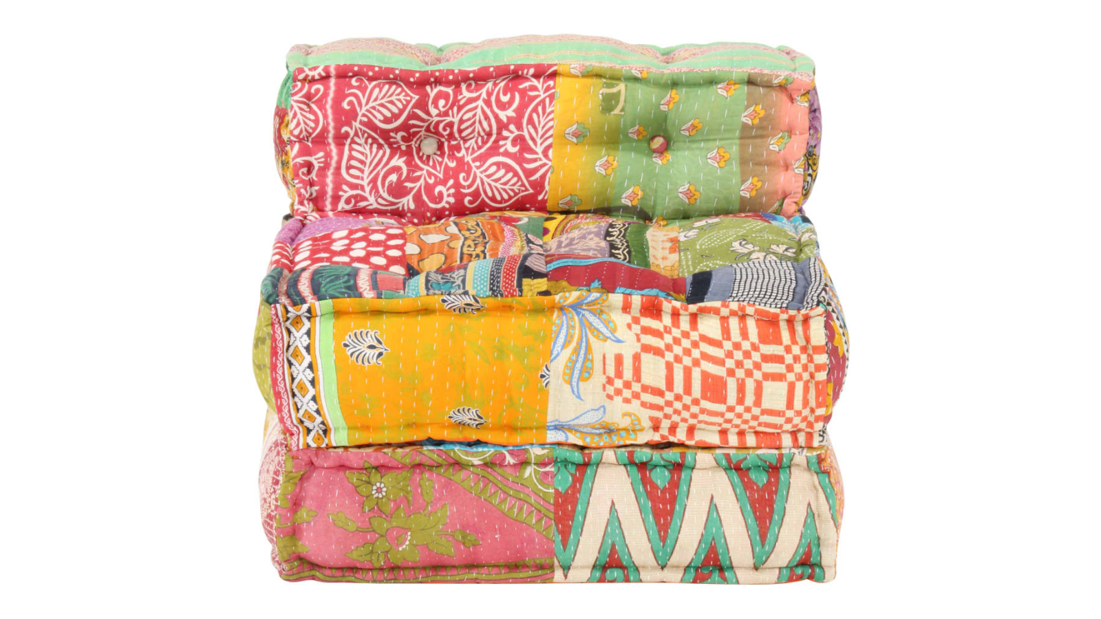 vidaXL Modular Fabric Pouffe Patchwork | Harvey Norman