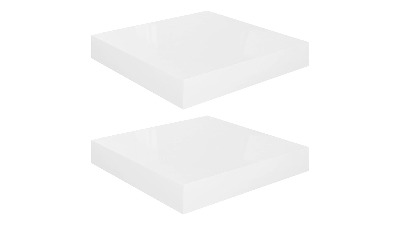 vidaXL 2 Piece High Gloss White MDF Floating Wall Shelve - 23 x 23.5 x ...