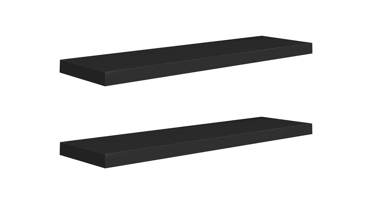 vidaXL 2 Piece Black MDF Floating Wall Shelve - 90 x 23.5 x 3.8cm ...