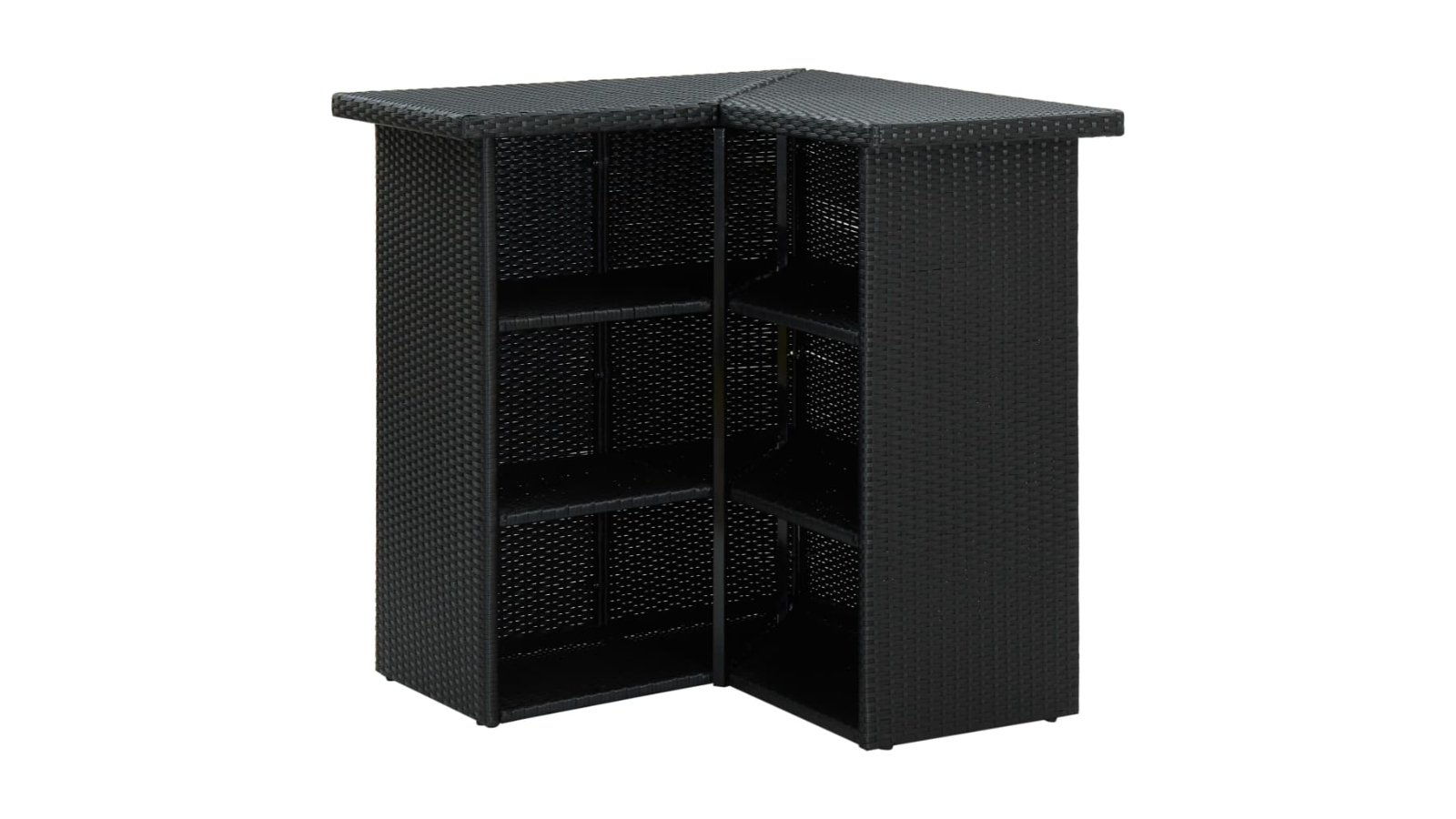 vidaXL Black Poly Rattan Corner Bar Table - 100 x 50 x 105cm | Harvey ...