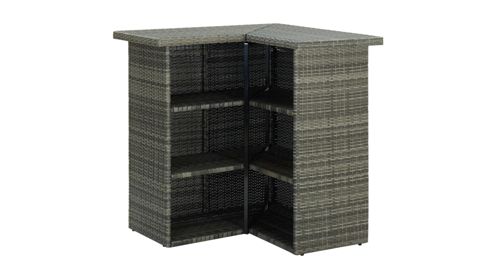 vidaXL Grey Poly Rattan Corner Bar Table - 100 x 50 x 105cm | Harvey Norman