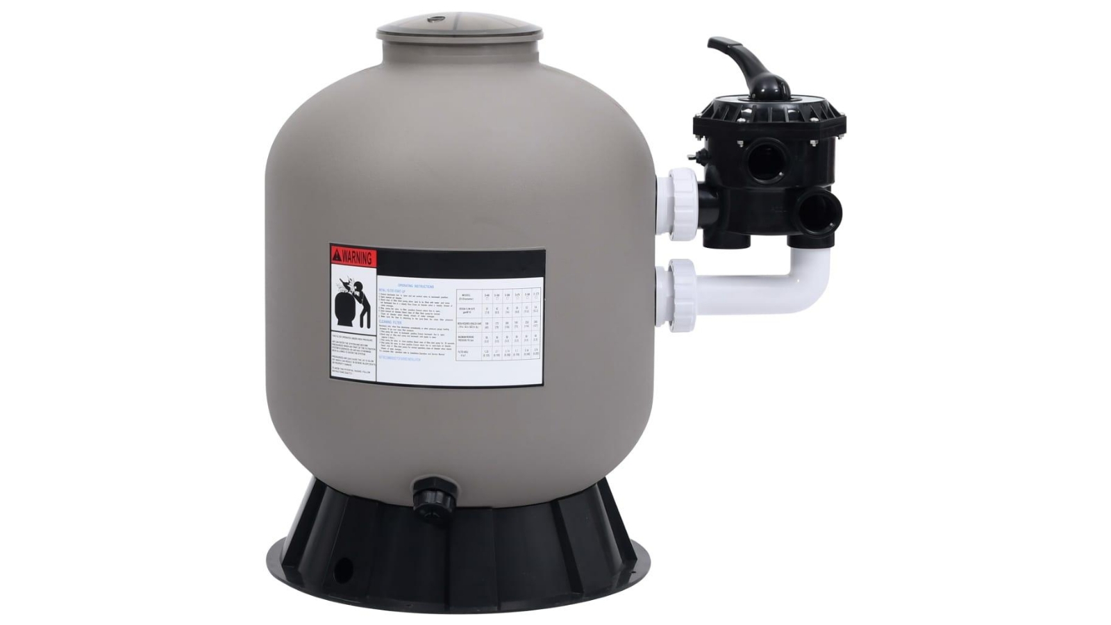 vidaXL Pool Sand Filter with Side Mount 6-Way Valve - Grey | Harvey Norman