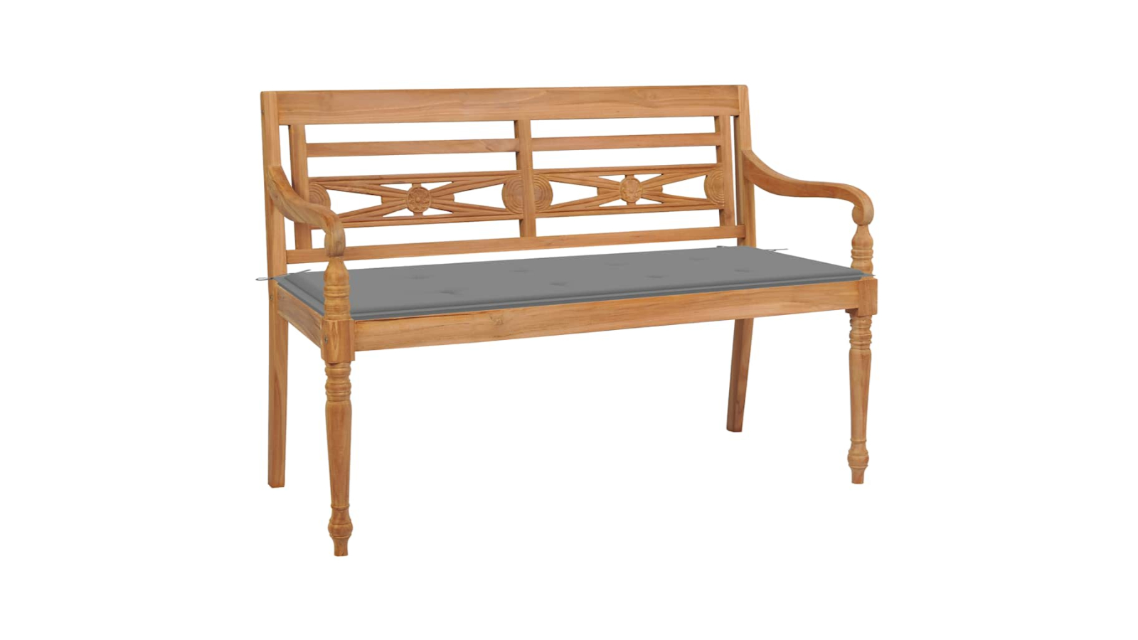 vidaXL 120cm Solid Teak Wood Batavia Bench with Cushion - Gray | Harvey ...