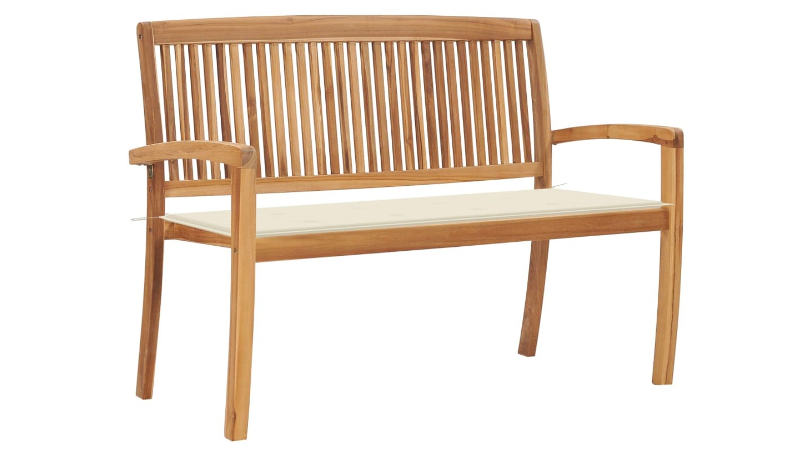 vidaXL Solid Teak Wood Stacking Garden Bench with Cushion - Cream ...