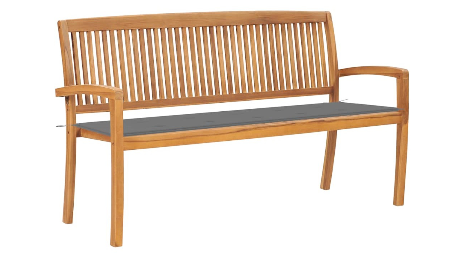 vidaXL Solid Teak Wood Stacking Garden Bench with Cushion - Grey ...