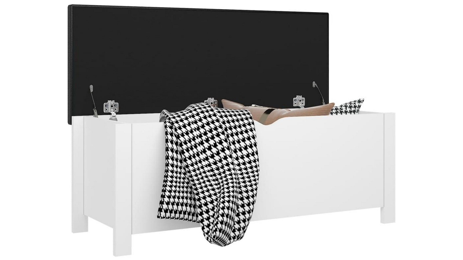 vidaXL 105x40x45cm Chipboard Storage Box with Cushion - White | Harvey ...