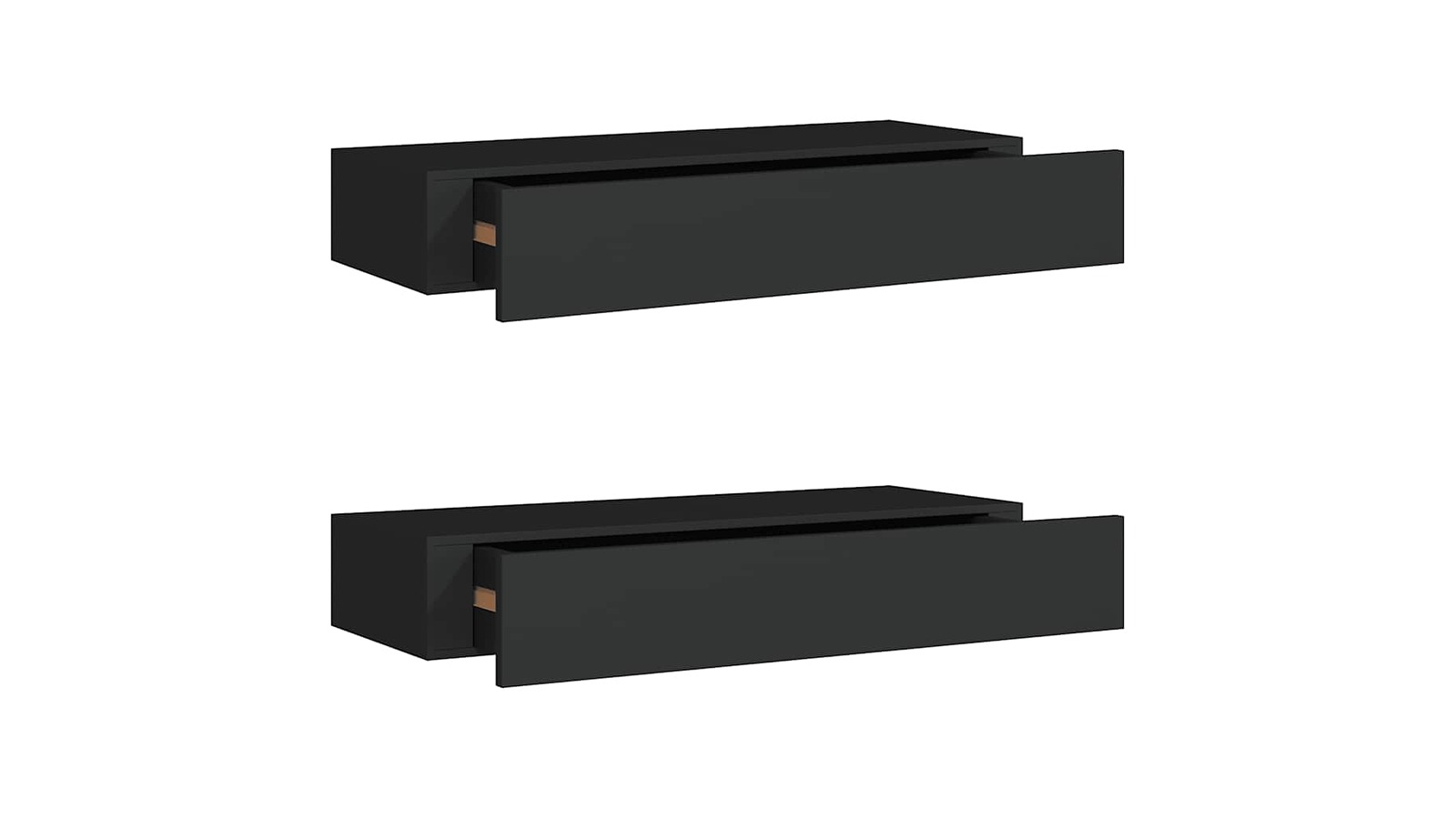vidaXL 2 Piece Black MDF 60 x 23.5 x 10cm Wall Mounted Drawer Shelve ...