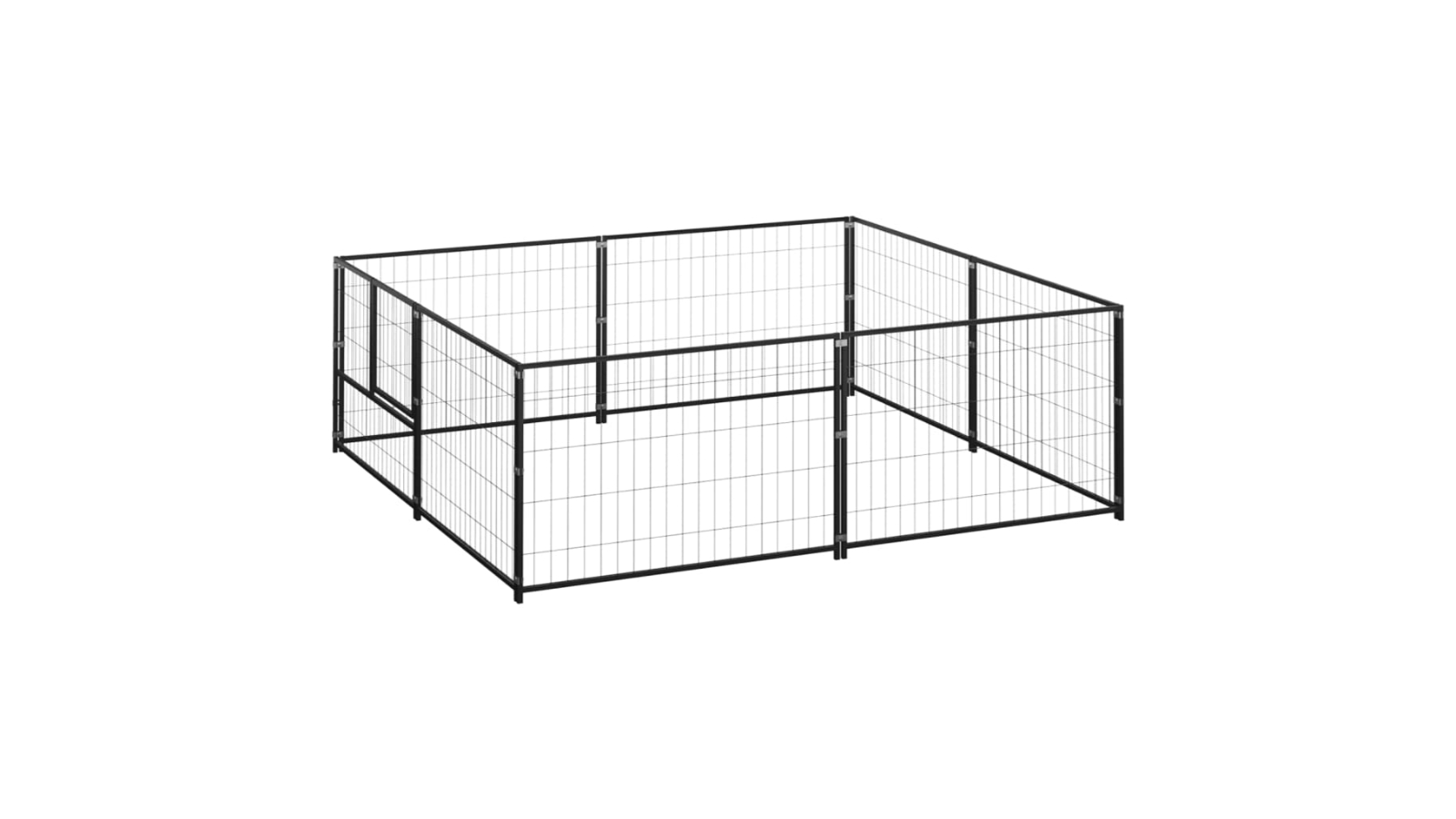 vidaXL Black Steel 4 SQM Dog Kennel - 200 x 200 x 70cm | Harvey Norman