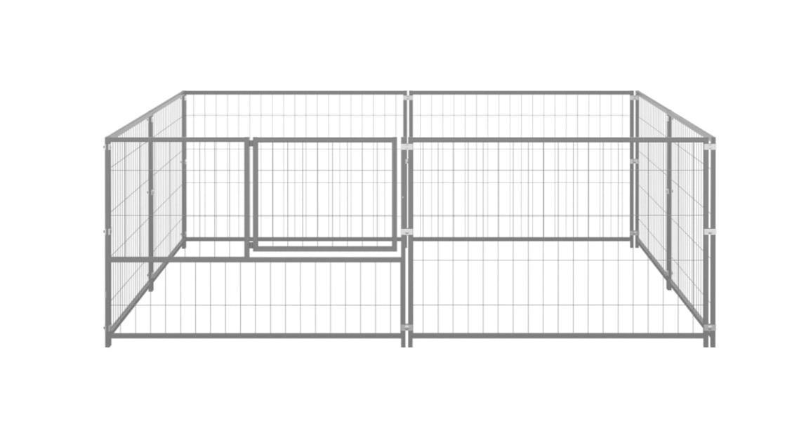 vidaXL Silver Steel 4 SQM Dog Kennel - 200 x 200 x 70cm | Harvey Norman