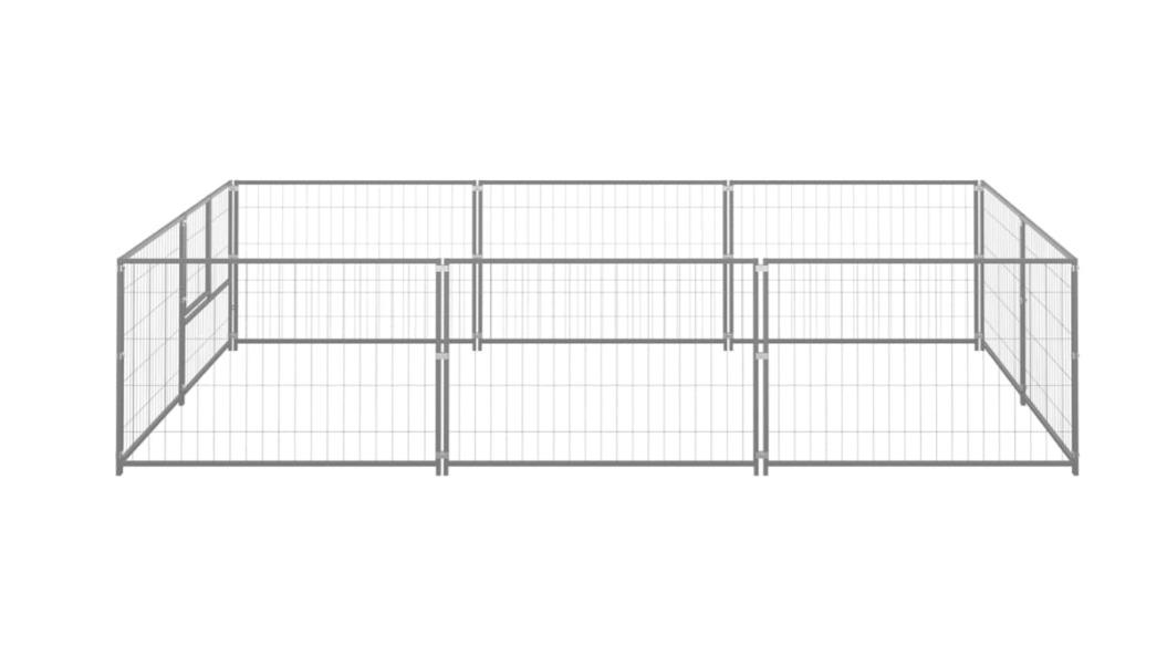 vidaXL Silver Steel 6 SQM Dog Kennel - 300 x 200 x 70cm | Harvey Norman