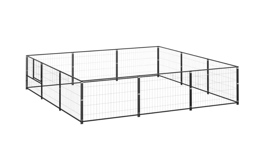 vidaXL Black Steel 9 SQM Dog Kennel - 300 x 300 x 70cm | Harvey Norman