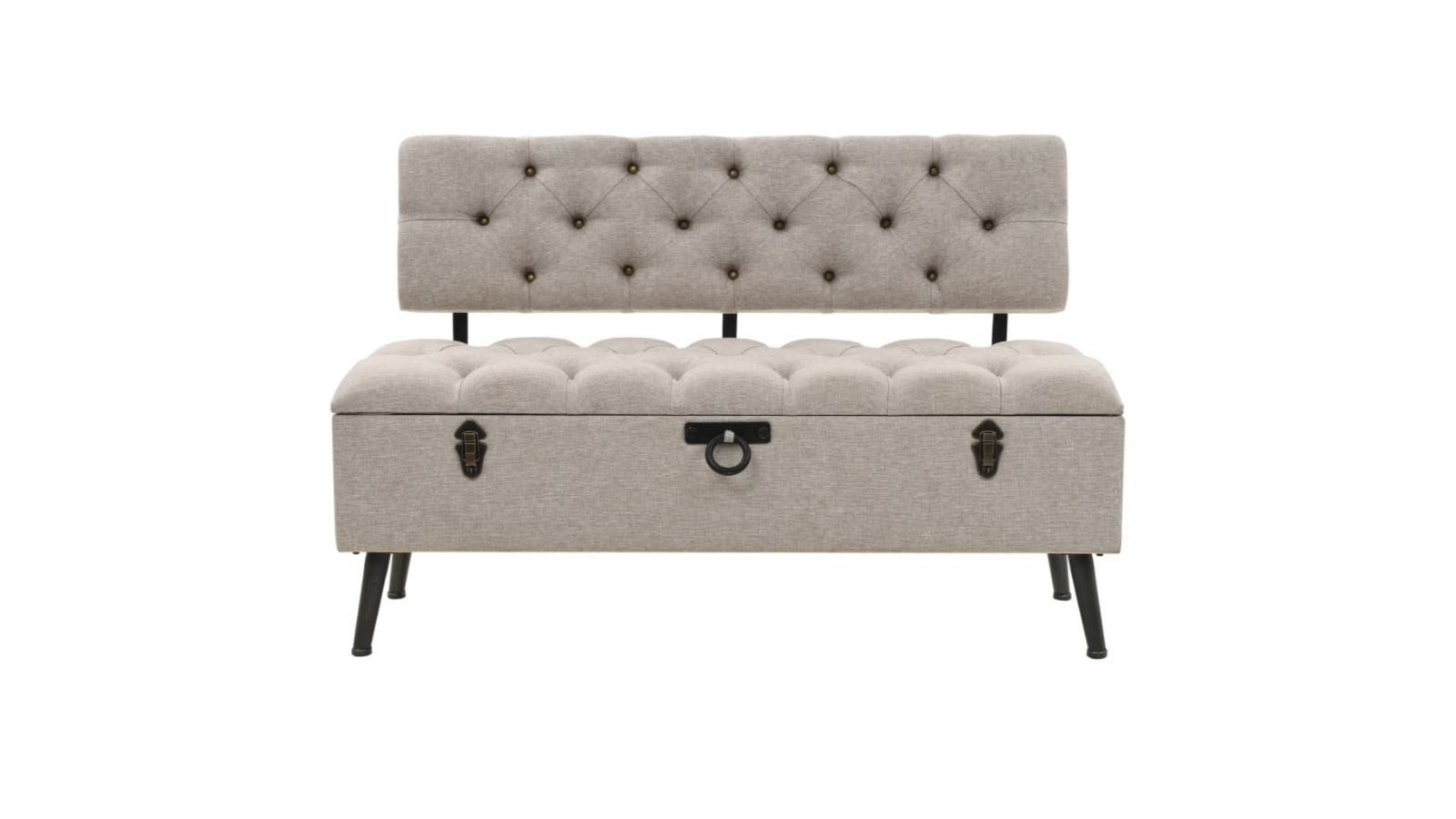 vidaXL Cream Fabric Storage Bench with Backrest - 110cm | Harvey Norman
