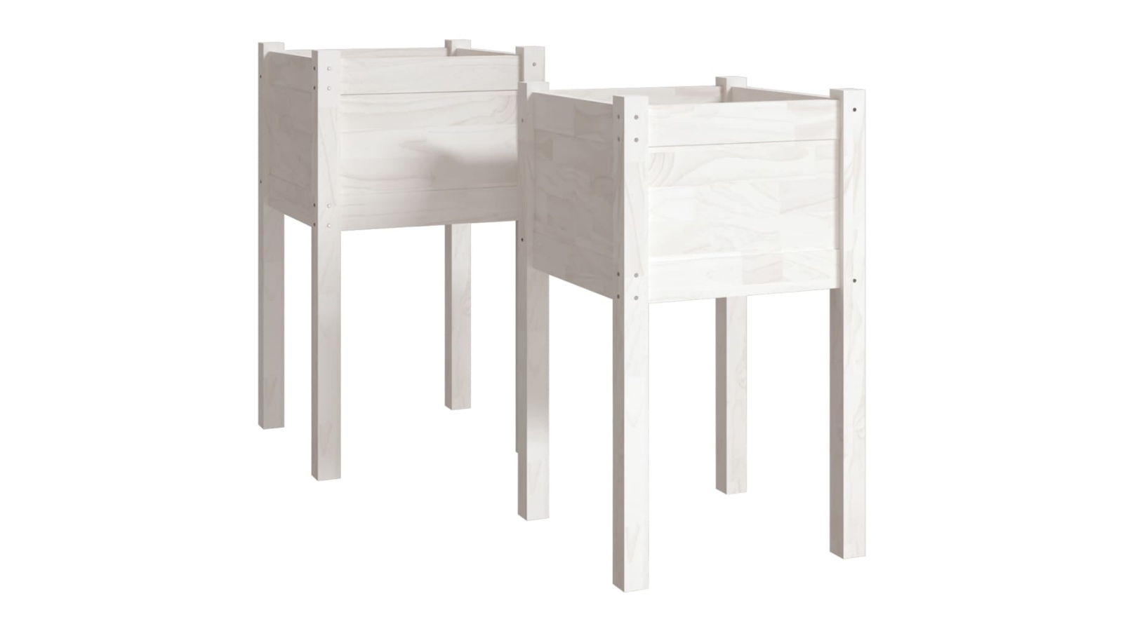 vidaXL 2 Piece Solid Pinewood 40 x 40 x 70cm Garden Planters - White ...