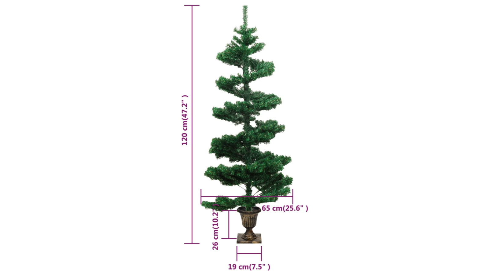 vidaXL Swirl Pre-lit Christmas Tree with Pot Green 120 cm PVC | Harvey ...