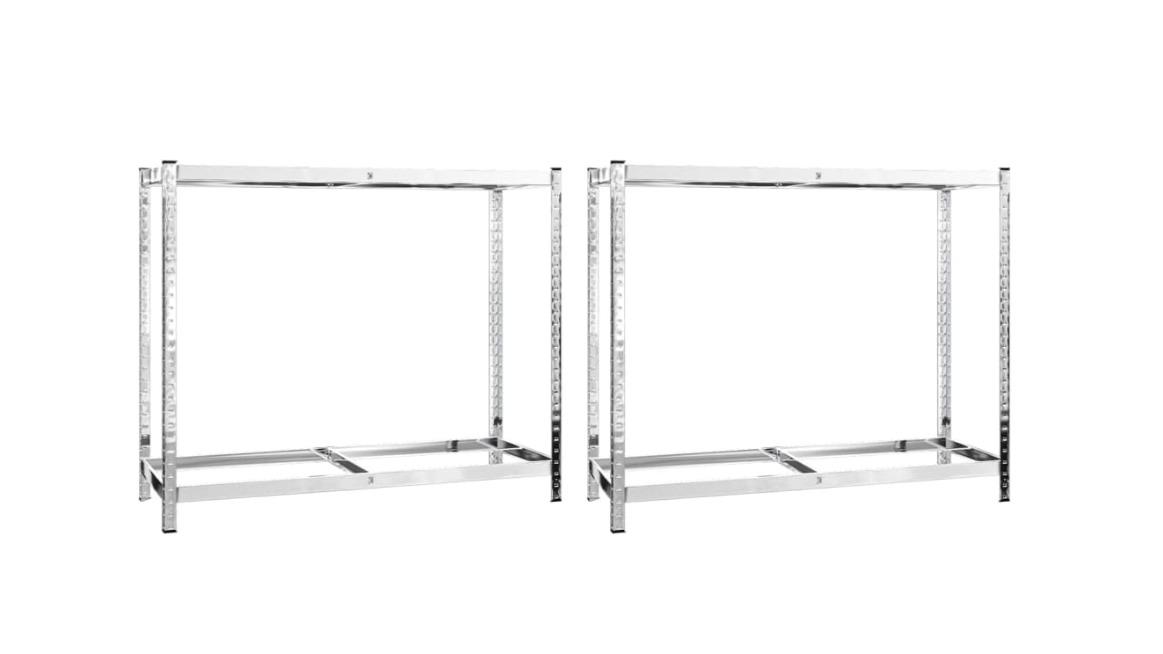 vidaXL 2 Piece Silver Steel 2-Layer Tire Rack - 110 x 40 x 110cm ...