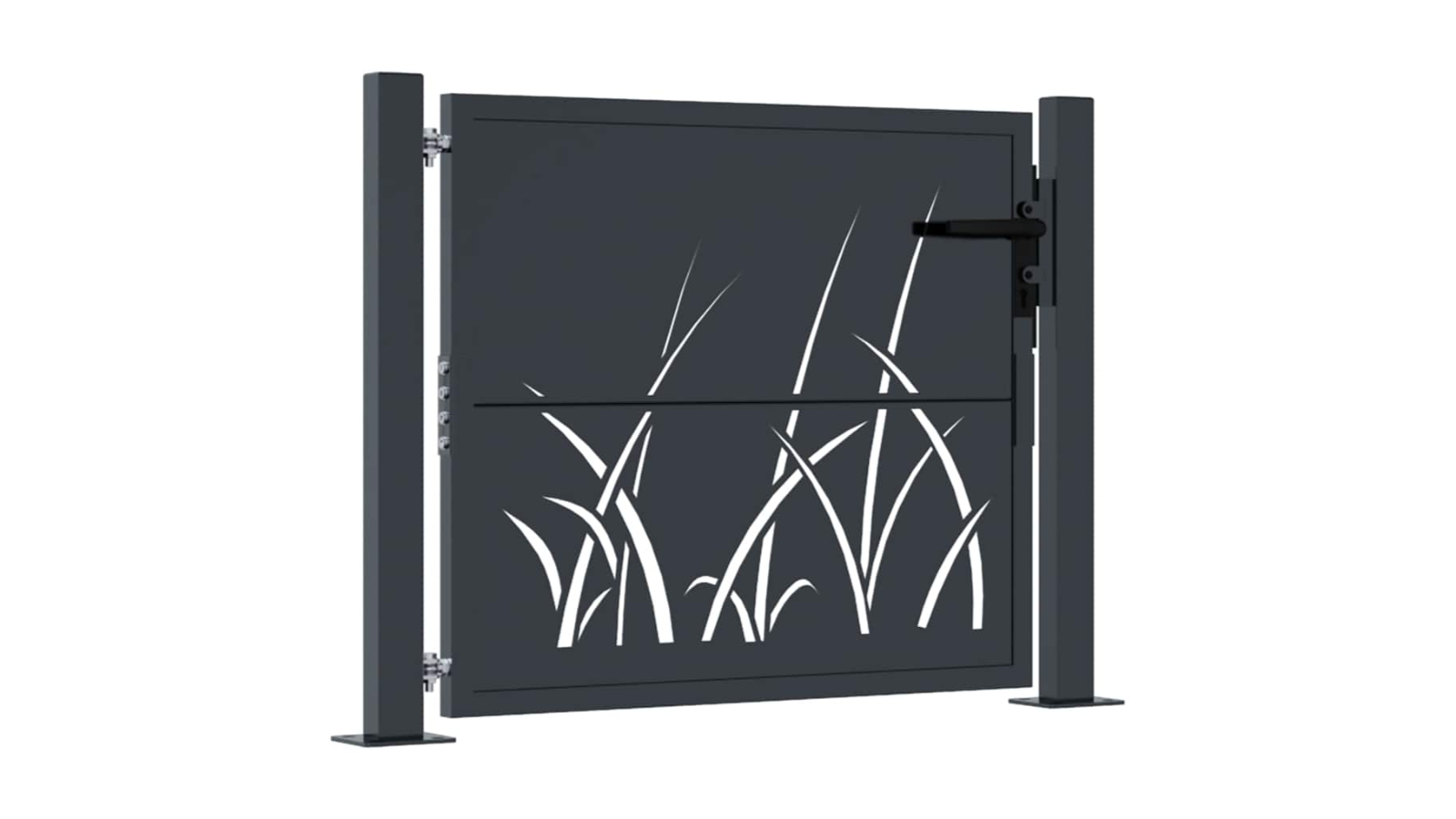 vidaXL Anthracite Steel Grass Design Garden Gate - 105 x 105cm | Harvey ...