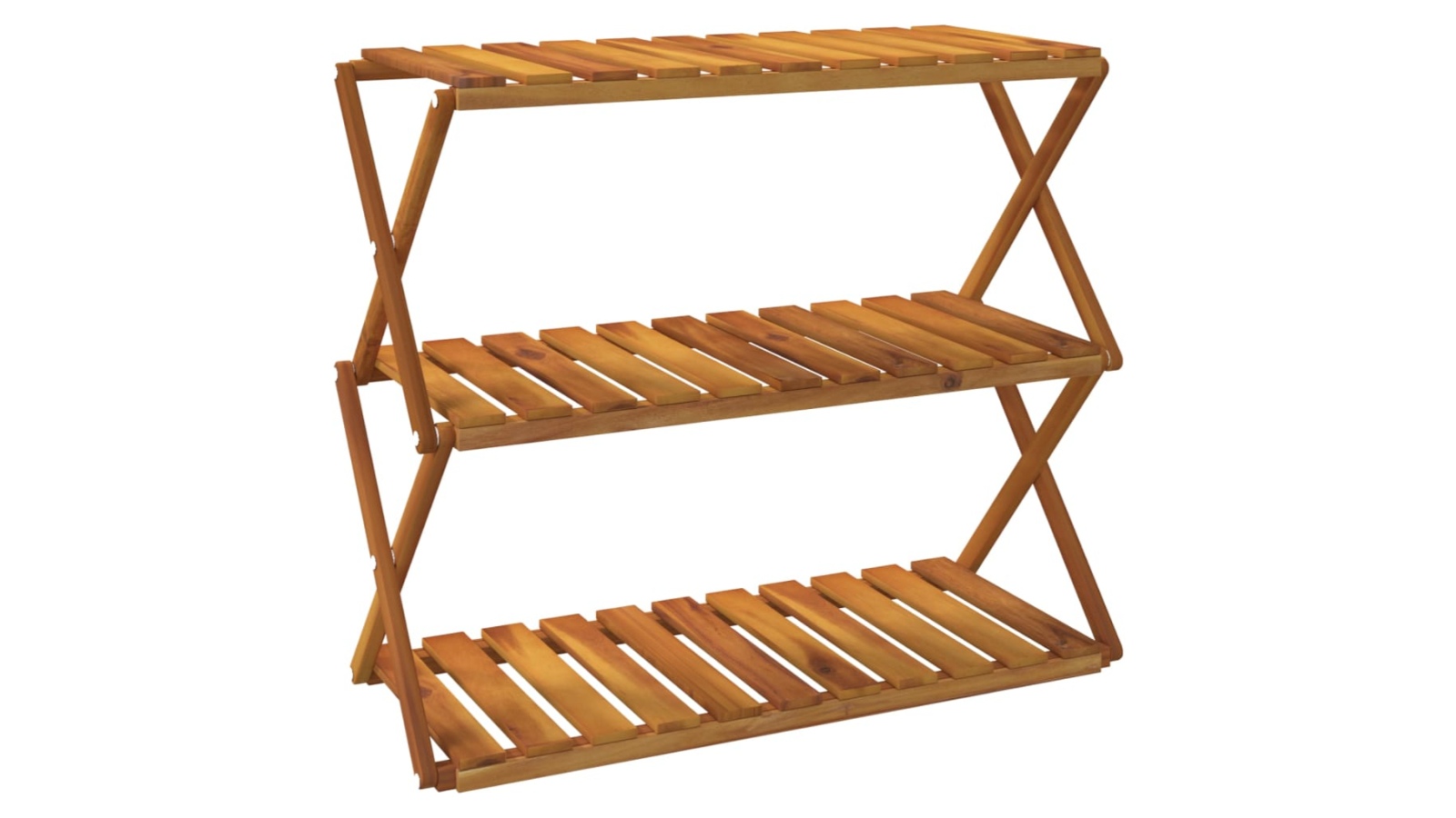vidaXL 3-Tier Brown 70 x 31 x 63cm Solid Wood Acacia Folding Shelf ...