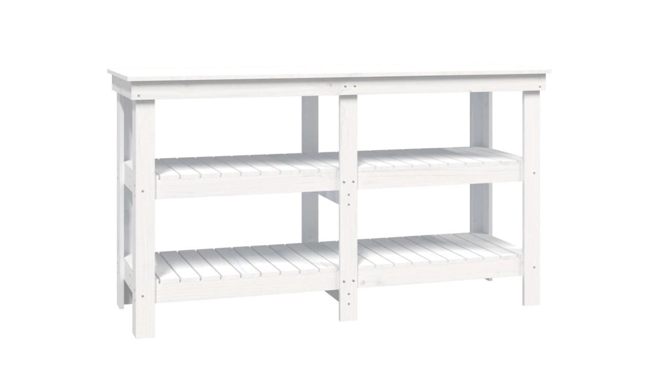 vidaXL White Solid Pine Wood Work Bench - 142.5 x 50 x 80cm | Harvey Norman