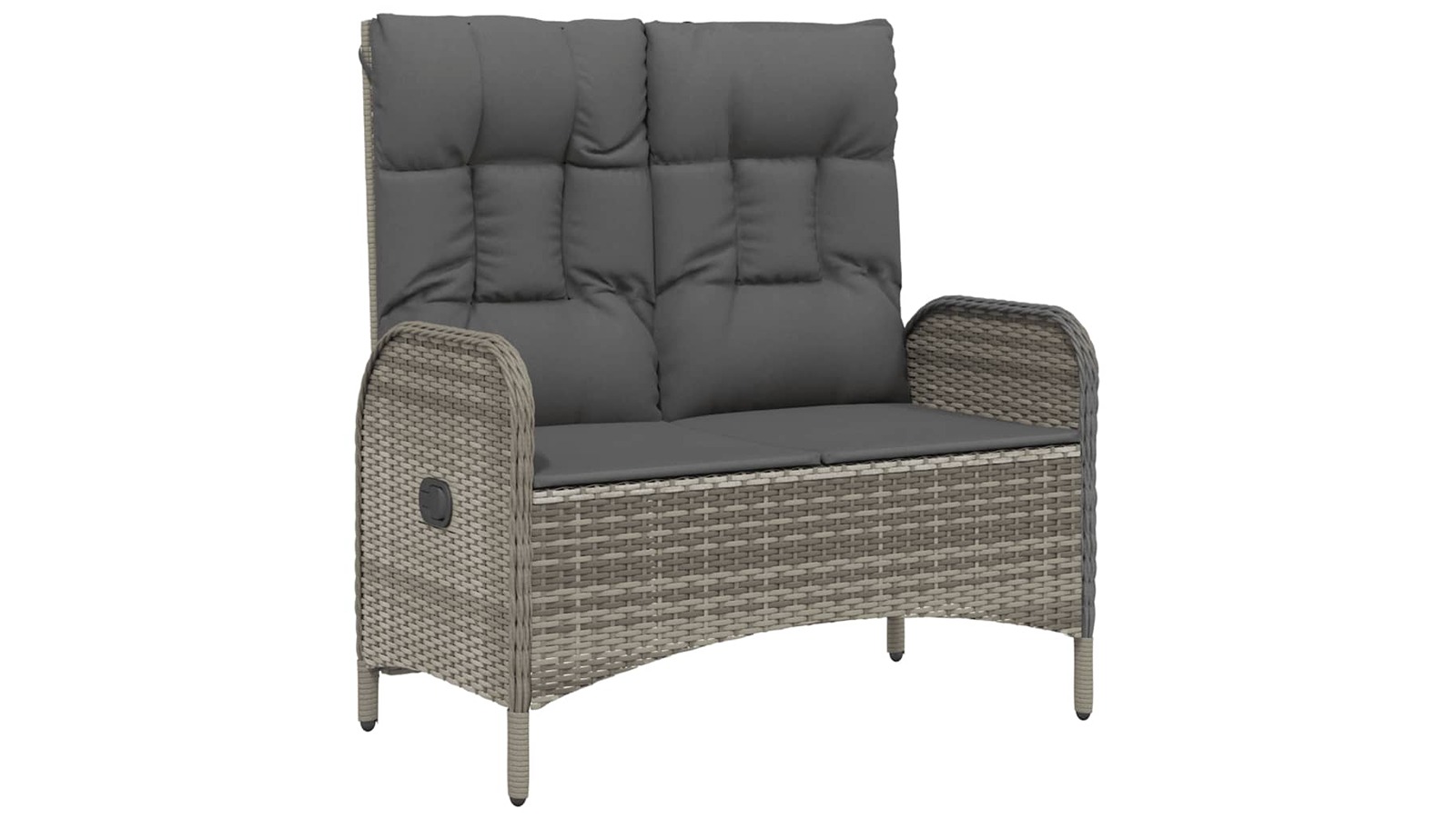 vidaXL Grey Poly Rattan 107cm Reclining Garden Bench with Cushion ...