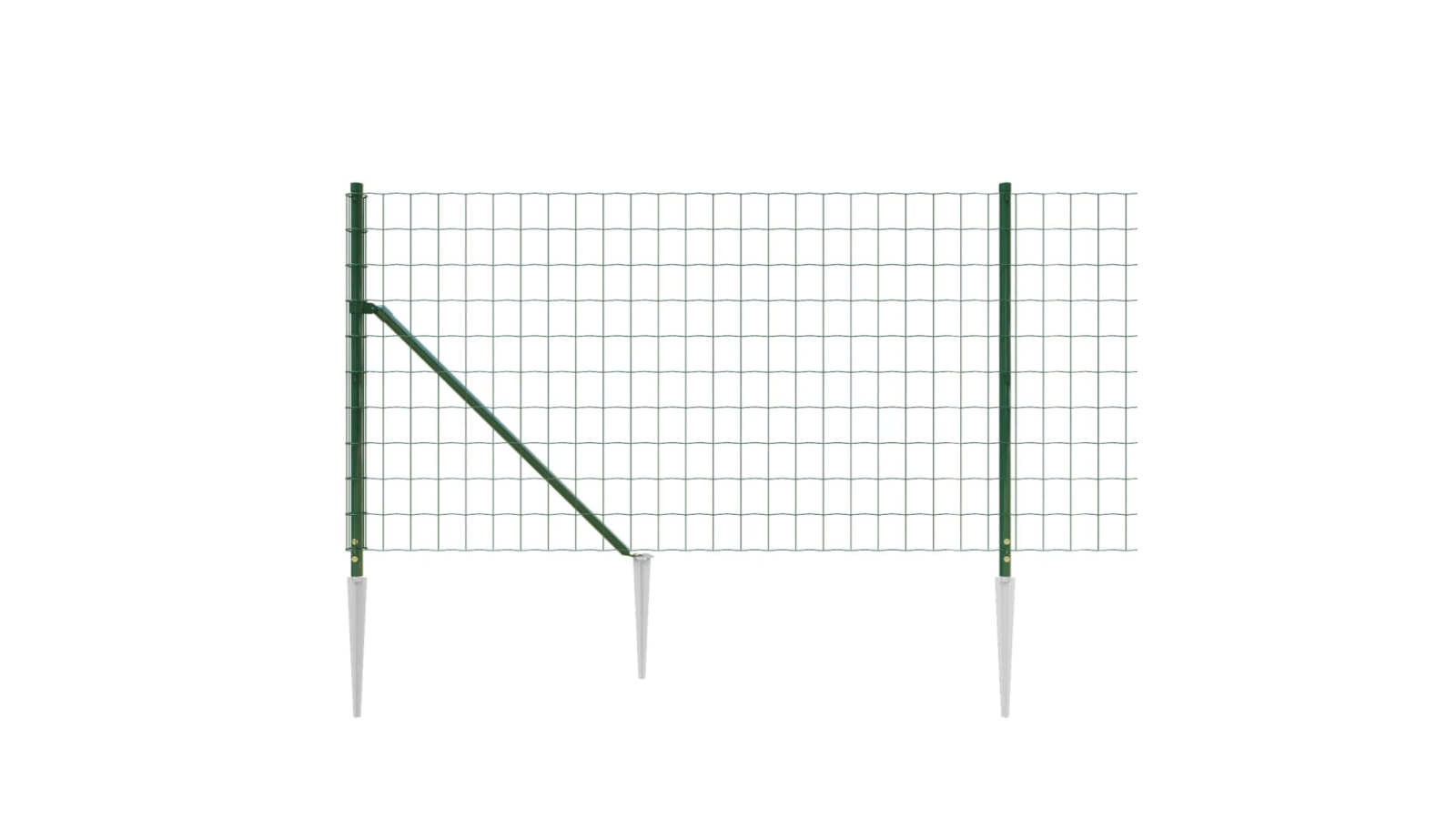vidaXL Green Steel Wire Mesh Fence with Spike Anchors - 100 x 2500cm ...