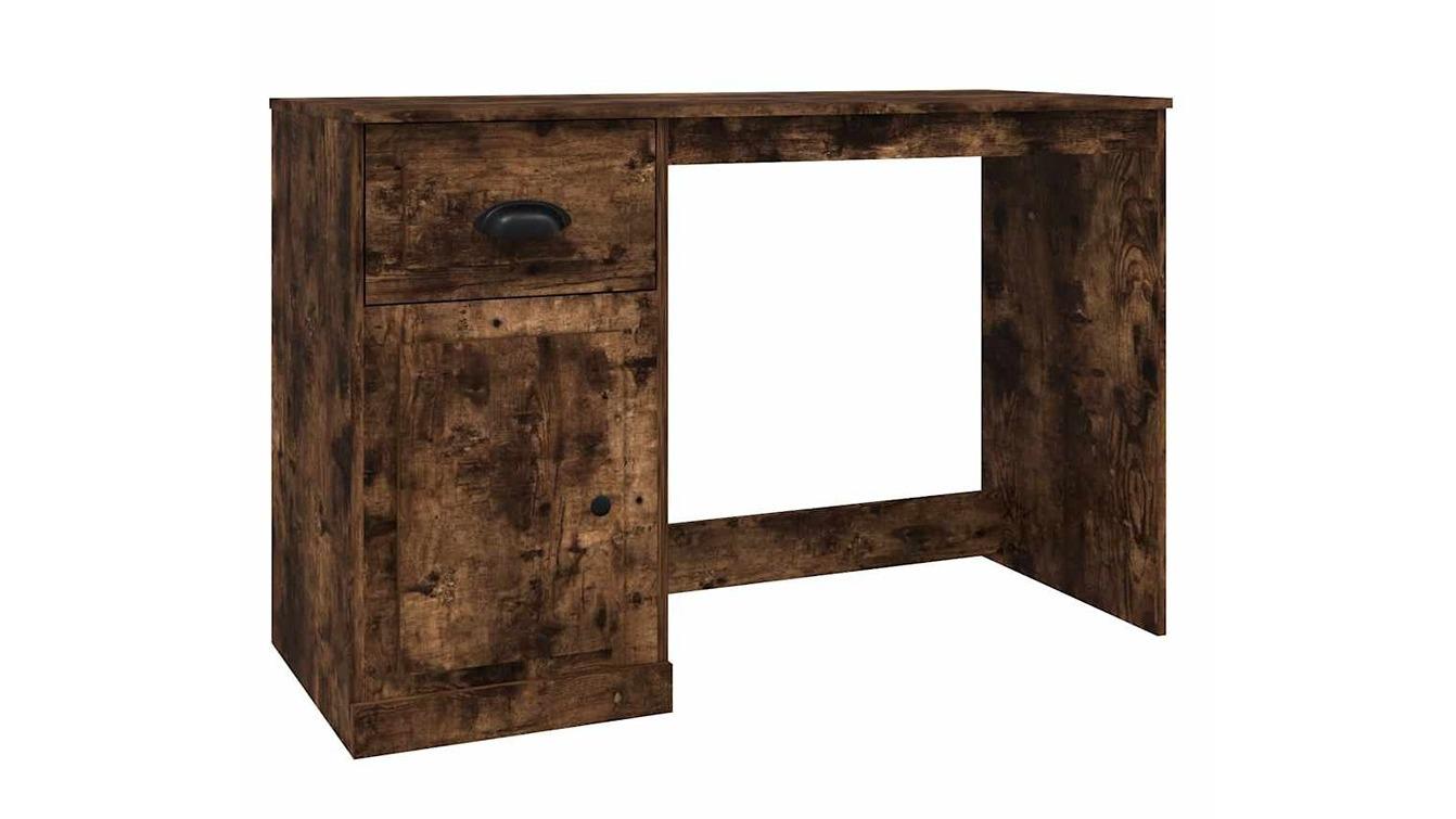 vidaXL Engineered Wood 115 x 50 x 75cm Desk with Drawer - Smoked Oak ...
