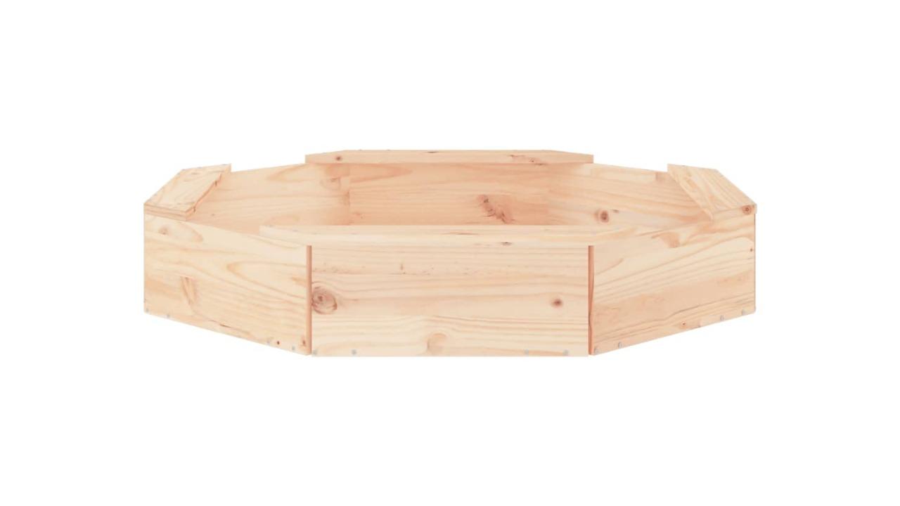 vidaXL Solid Pine Wood Octagon Sandbox with Seats - 111 x 111 x 20cm ...