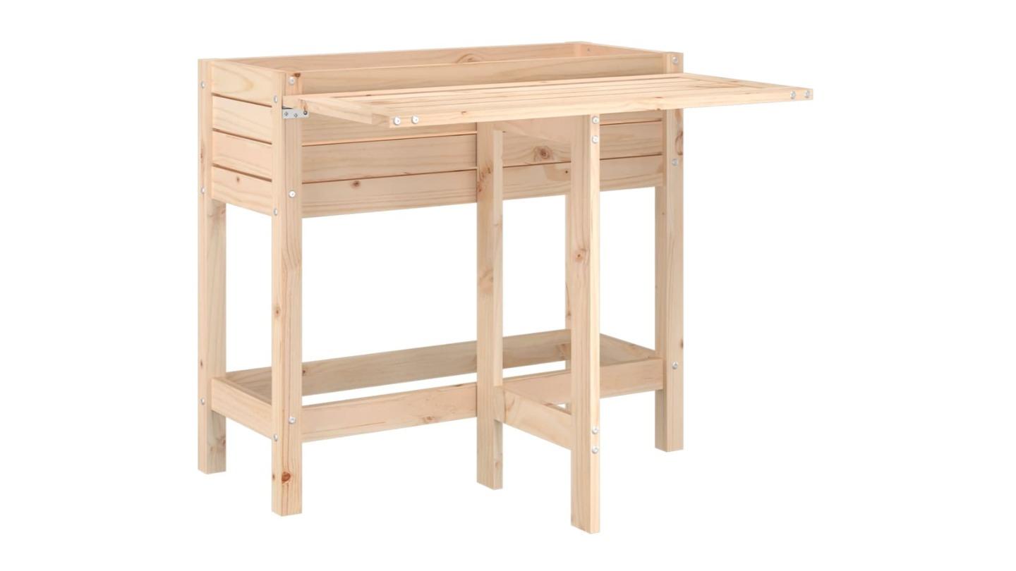 vidaXL Solid Wood Pine Garden Planter with Folding Table Top - Natural ...