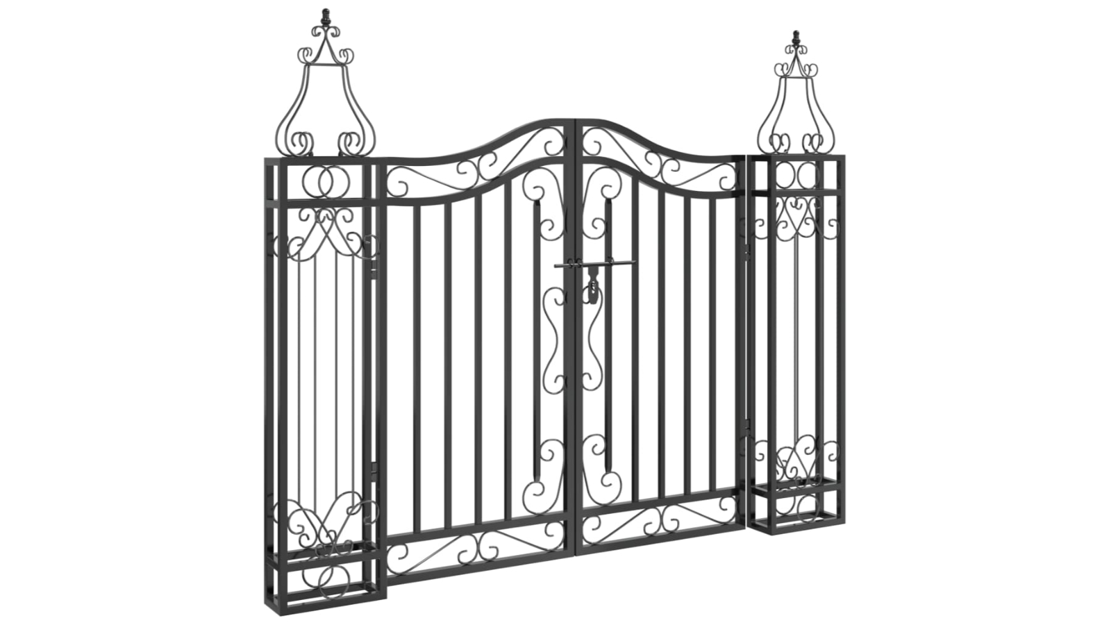 vidaXL Wrought Iron Black Garden Gate - 121 x 8 x 100cm | Harvey Norman