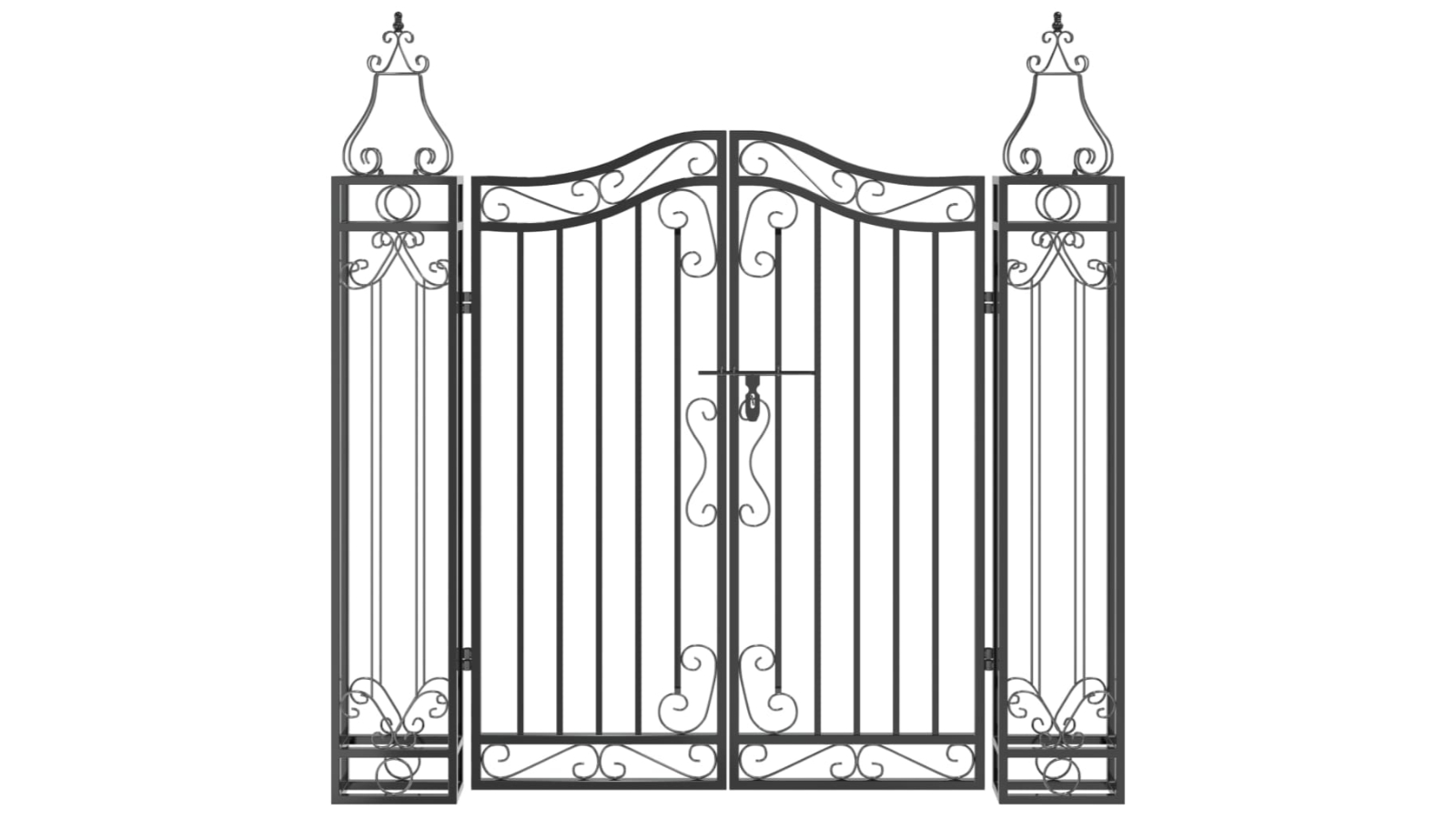 vidaXL Black Wrought Iron Garden Gate - 120cm | Harvey Norman